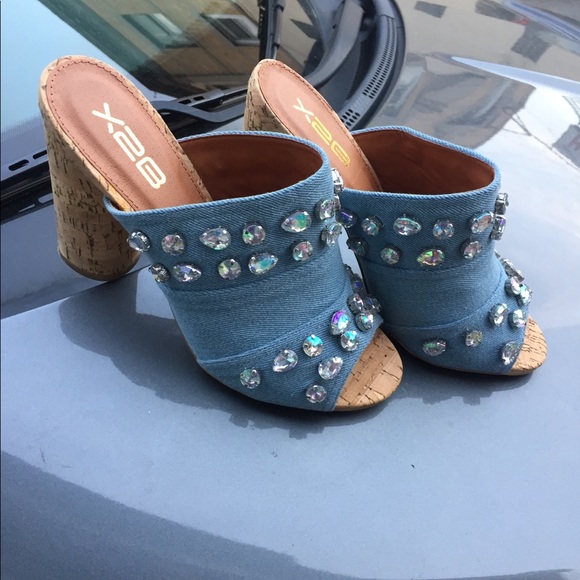 X2B Shoes | Shoes | Stunning Denim Style Open Toe Heels | Poshmark